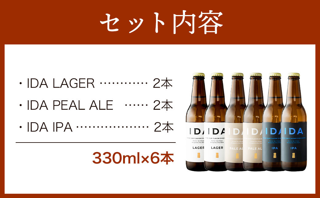 088-859 クラフトビール IDA 3種 飲み比べ 6本 セット お酒 ビール 詰め合わせ ギフト 贈り物 - 大分県豊後大野市｜ふるさと ...