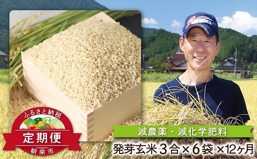 【定期便】木村さんの炊飯器で発芽する発芽玄米 3合×6袋×12か月【2026年1月開始】 定期便 減農薬 コシヒカリ お米 発芽玄米 安心 ...