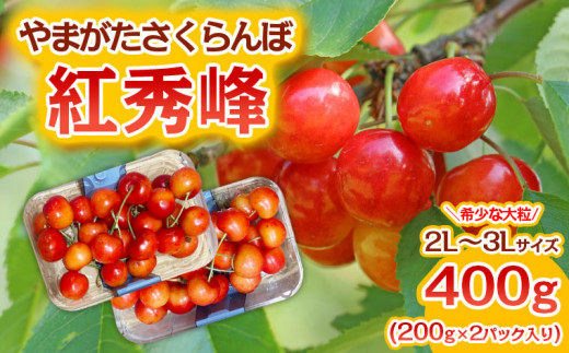 やまがた さくらんぼ 紅秀峰 "希少な大粒" 2L～3Lサイズ 400g(200g×2パック入り) 1箱【令和7年産先行予約】FS23-887 くだもの 果物 フルーツ 山形 山形県 山形市 ...