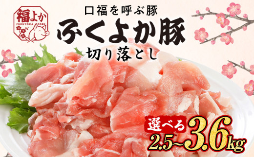 豚肉 ふくよか豚 切り落とし 量が選べる 2.5kg 3.0kg 3.6kg モモ ウデ モモ肉 ウデ肉 小分け 真空パック ブタ肉 ぶた肉 生姜焼き 焼きそば 豚汁 冷凍 福岡県 福岡 九州 ...